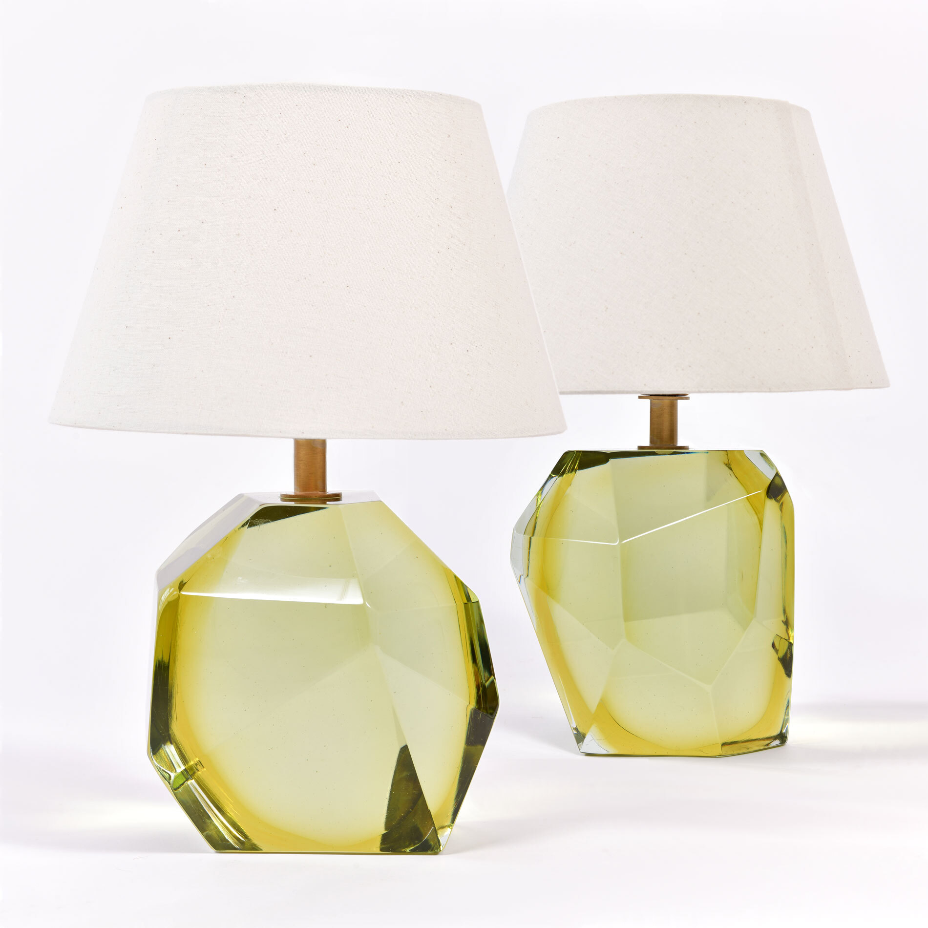 Pair of Italian Murano citrine 'Rock' table lamps | Valerie Wade