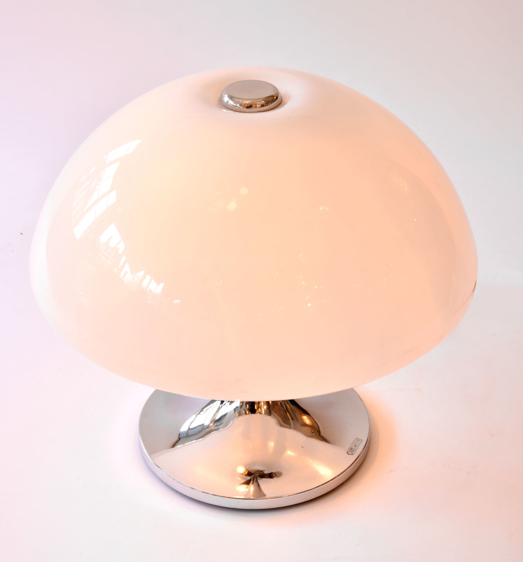 1960s Italian chrome and white perspex domed table lamp | Valerie Wade