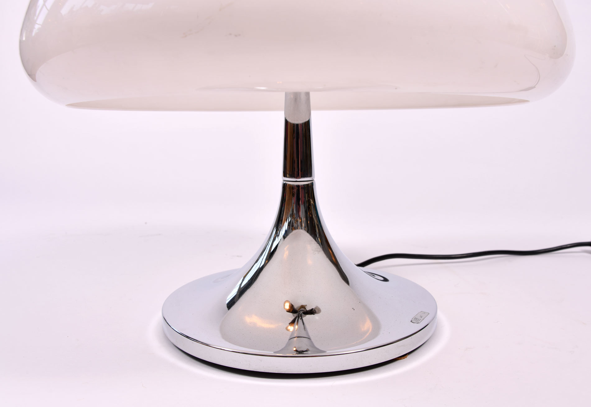 1960s Italian chrome and white perspex domed table lamp | Valerie Wade